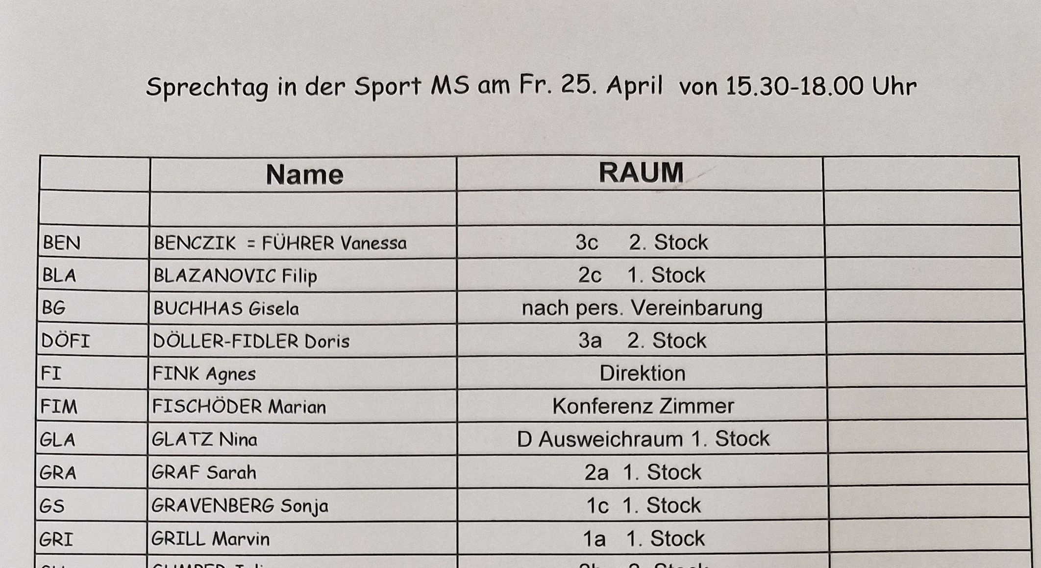 KEL-Sprechtag – Sport-MS WN
